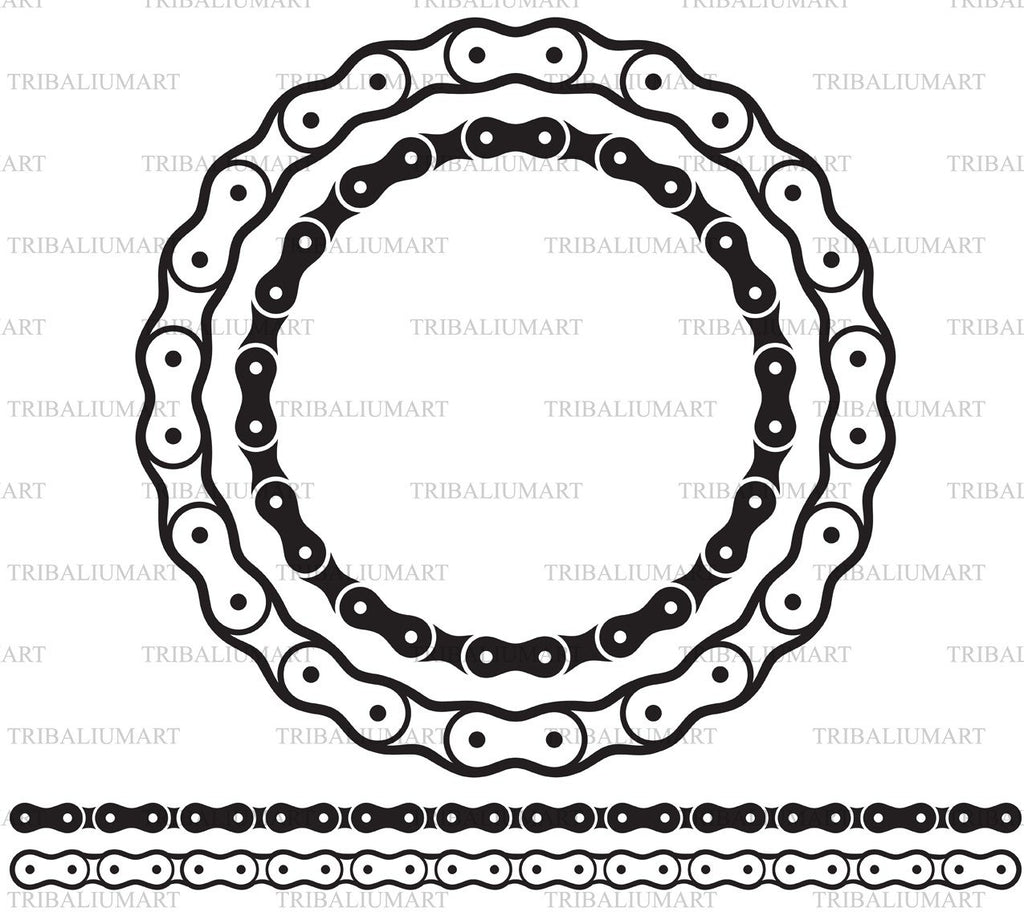 Bicycle chain. Cut files for Cricut. Clip Art silhouettes (eps, svg ...