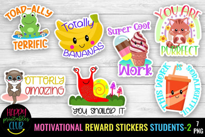 Big Motivational Reward Stickers Bundle I School Stickers - So Fontsy