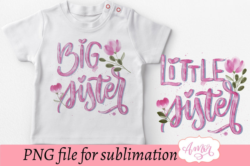 Big sister little sister sublimation design for Tshirts - So Fontsy