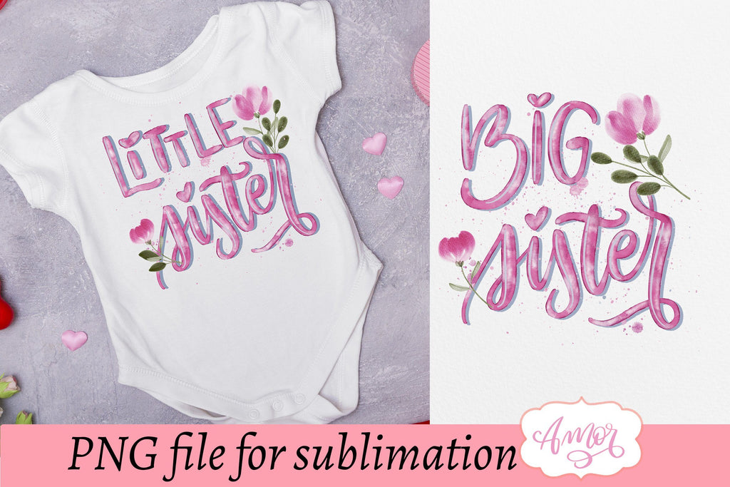 Big sister little sister sublimation design for Tshirts - So Fontsy