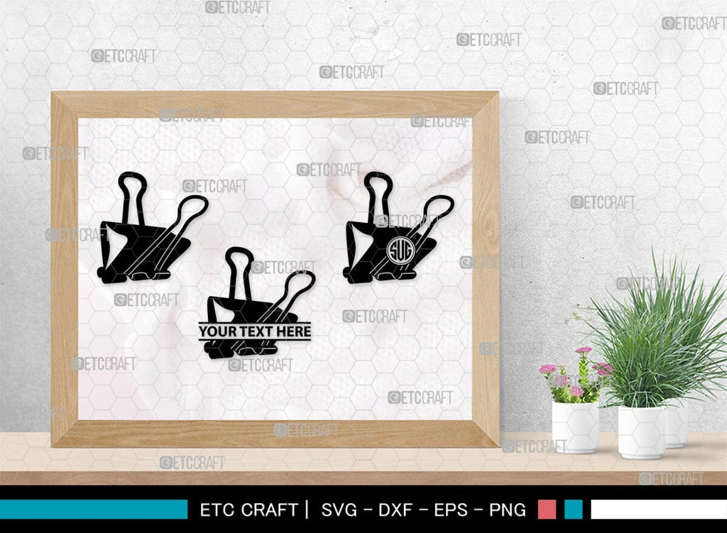 Binder Clip Monogram, Binder Clip Silhouette, Binder Clip SVG, School ...
