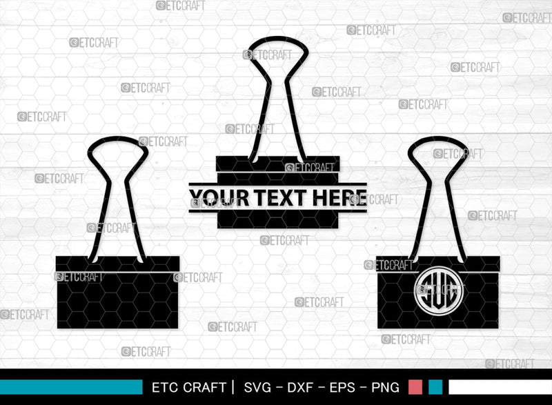 Binder Clip Monogram, Binder Clip Silhouette, Binder Clip SVG, School ...