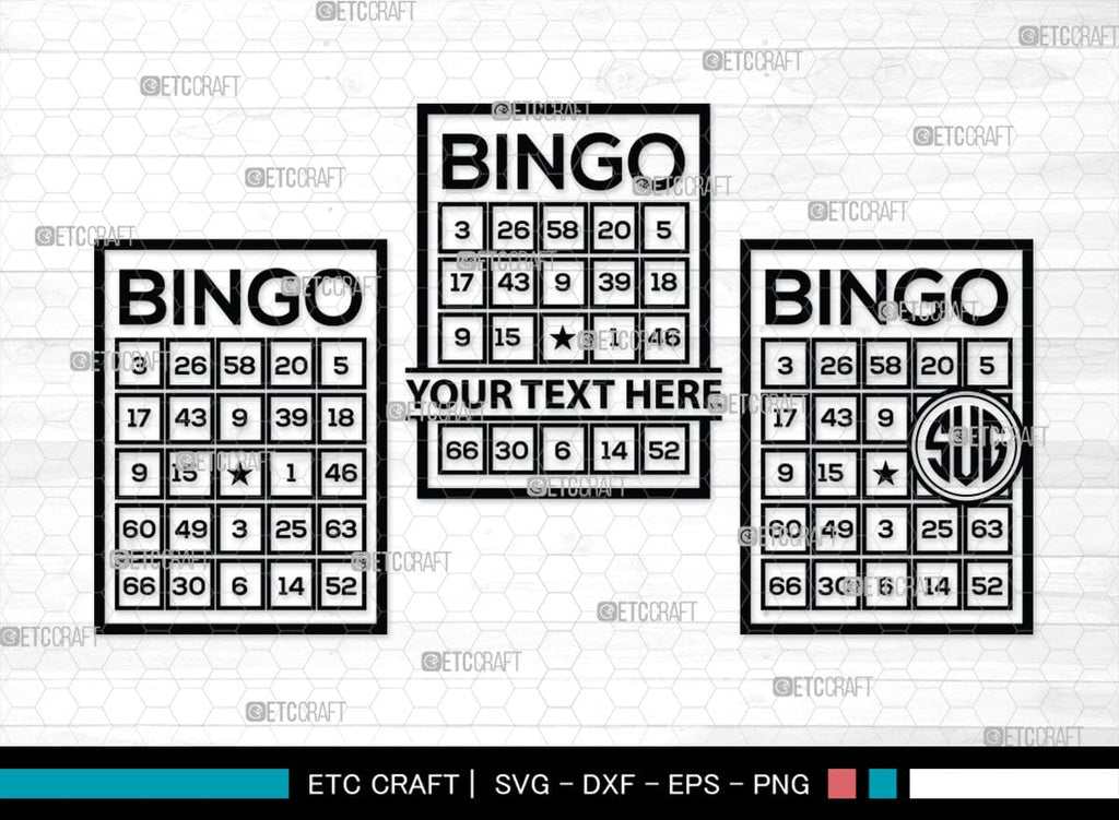 Bingo Monogram, Bingo Silhouette, Bingo SVG, Bingo Card Svg, Bingo ...
