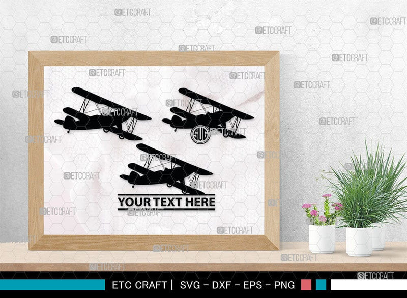 Biplane Monogram, Biplane Silhouette, Biplane SVG, Plane Svg, Aircraft ...