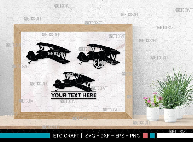 Biplane Monogram, Biplane Silhouette, Biplane SVG, Plane Svg, Aircraft ...