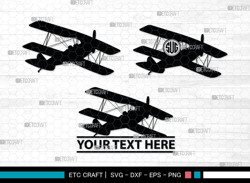 Biplane Monogram, Biplane Silhouette, Biplane SVG, Plane Svg, Aircraft ...