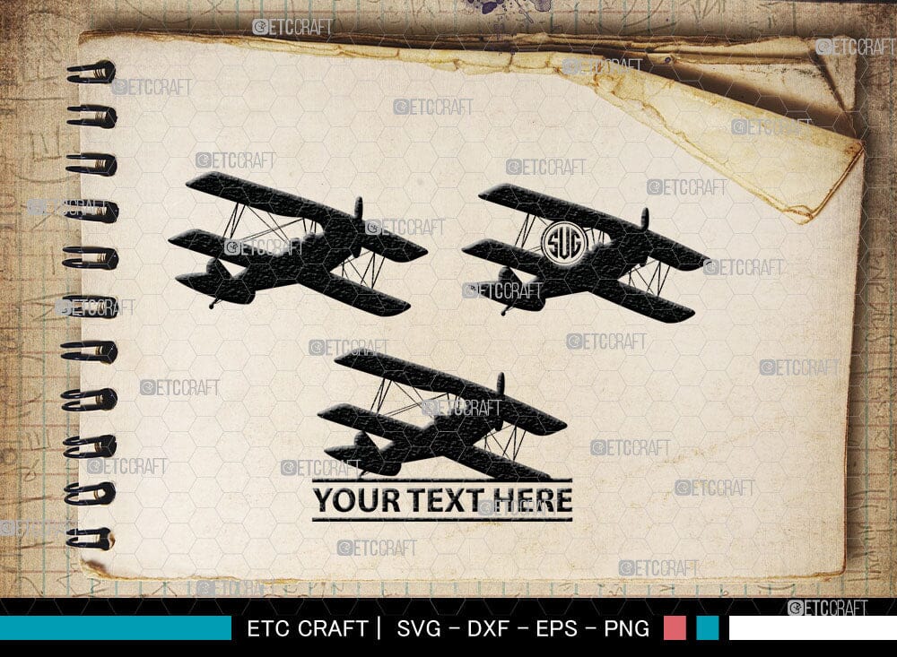 Biplane Monogram, Biplane Silhouette, Biplane SVG, Plane Svg, Aircraft ...