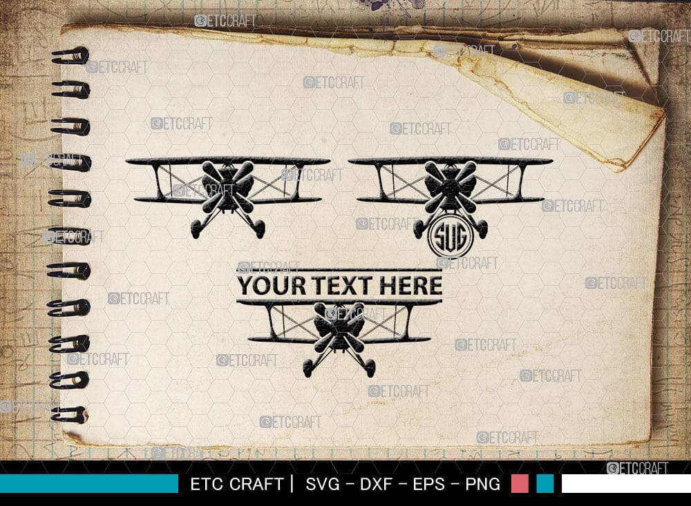 Biplane Monogram, Biplane Silhouette, Biplane SVG, Plane Svg, Aircraft ...