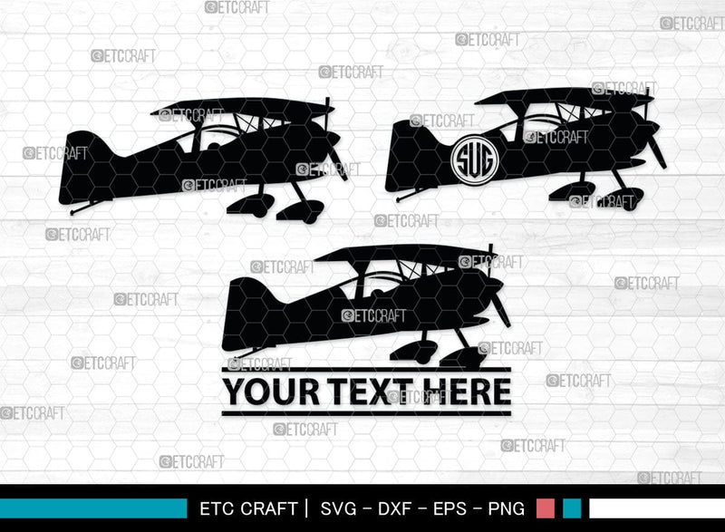 Biplane Monogram, Biplane Silhouette, Biplane SVG, Plane Svg, Aircraft ...