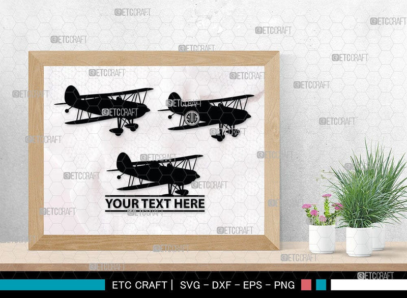 Biplane Monogram, Biplane Silhouette, Biplane SVG, Plane Svg, Aircraft ...