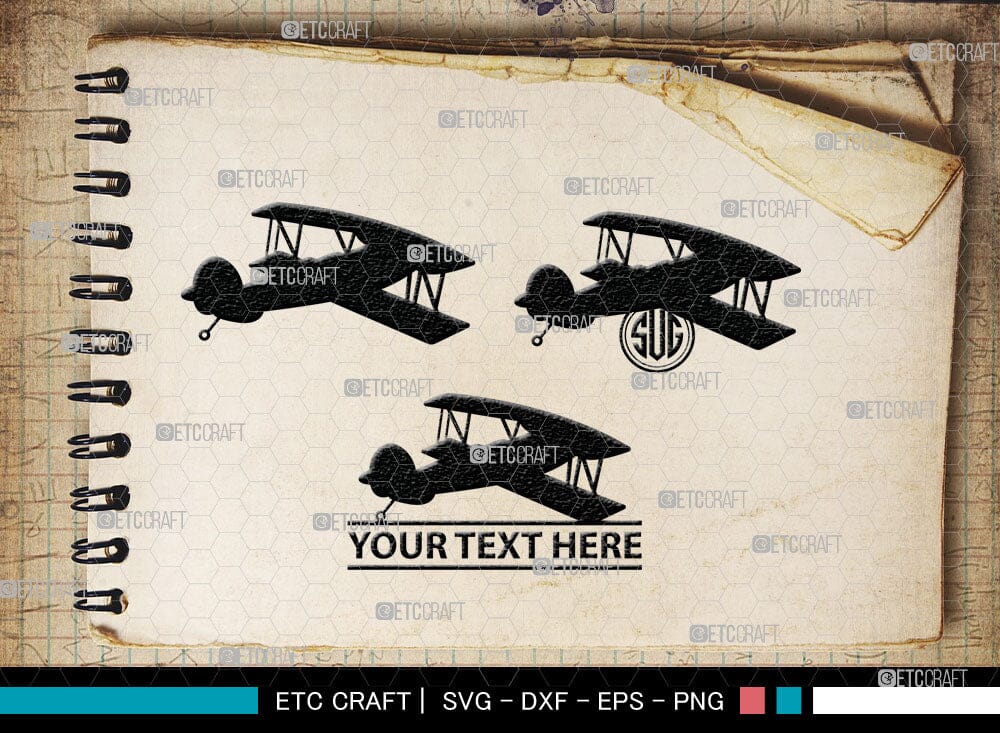 Biplane Monogram, Biplane Silhouette, Biplane SVG, Plane Svg, Aircraft ...