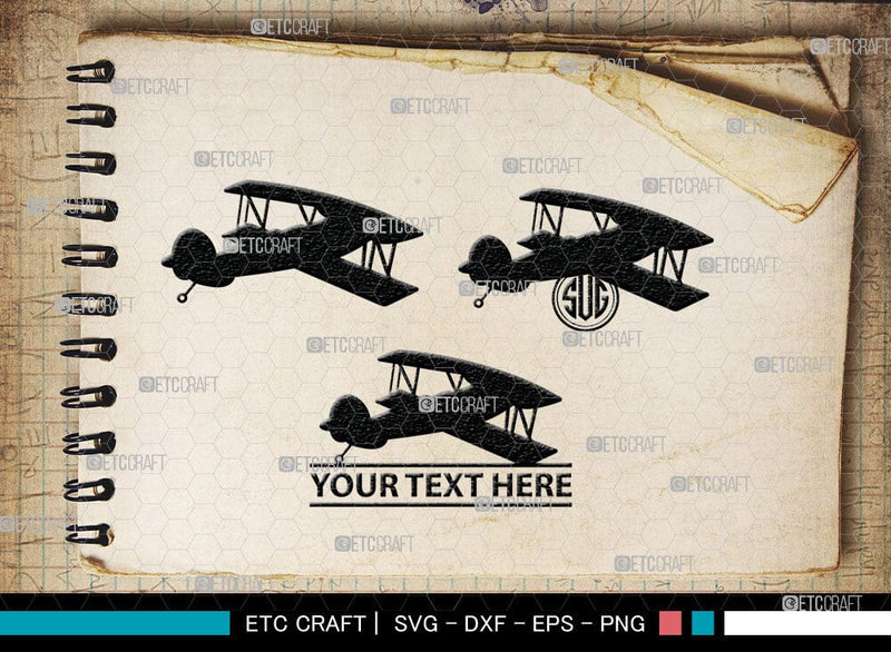 Biplane Monogram, Biplane Silhouette, Biplane SVG, Plane Svg, Aircraft ...