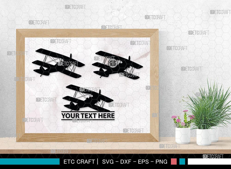 Biplane Monogram, Biplane Silhouette, Biplane SVG, Plane Svg, Aircraft ...