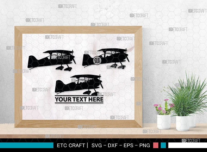 Biplane Monogram, Biplane Silhouette, Biplane SVG, Plane Svg, Aircraft ...