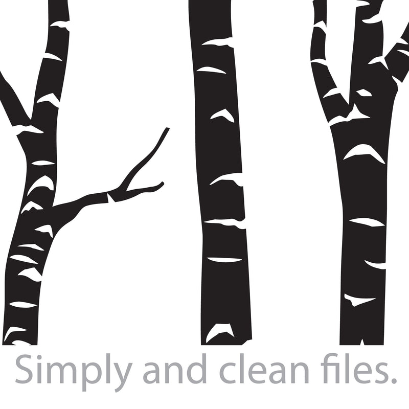 Birch tree forest. Cut files for Cricut. Clip Art silhouettes (eps, svg ...