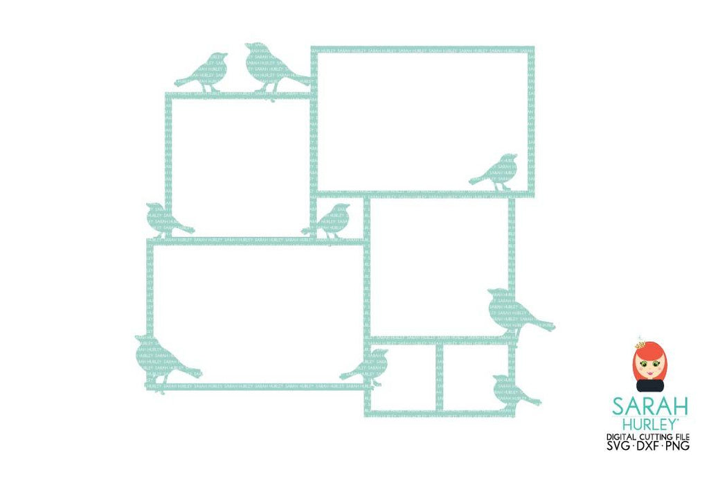 Bird Collage Frame - So Fontsy