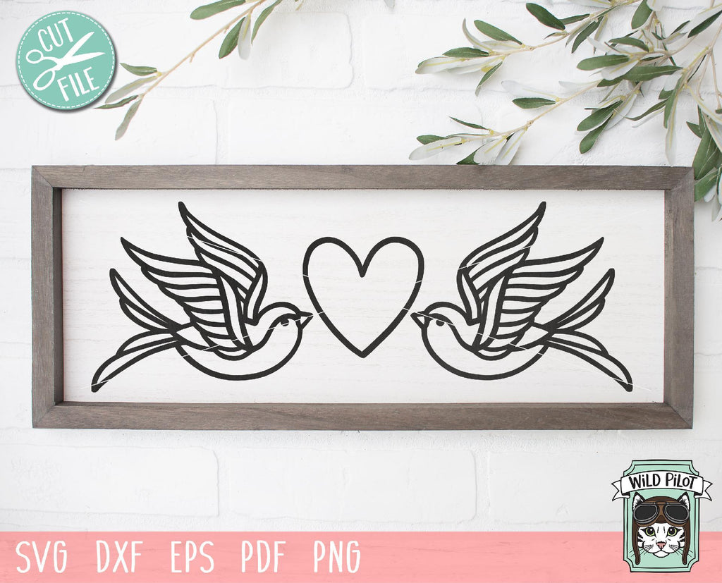 Bird Heart Border SVG Cut File - So Fontsy