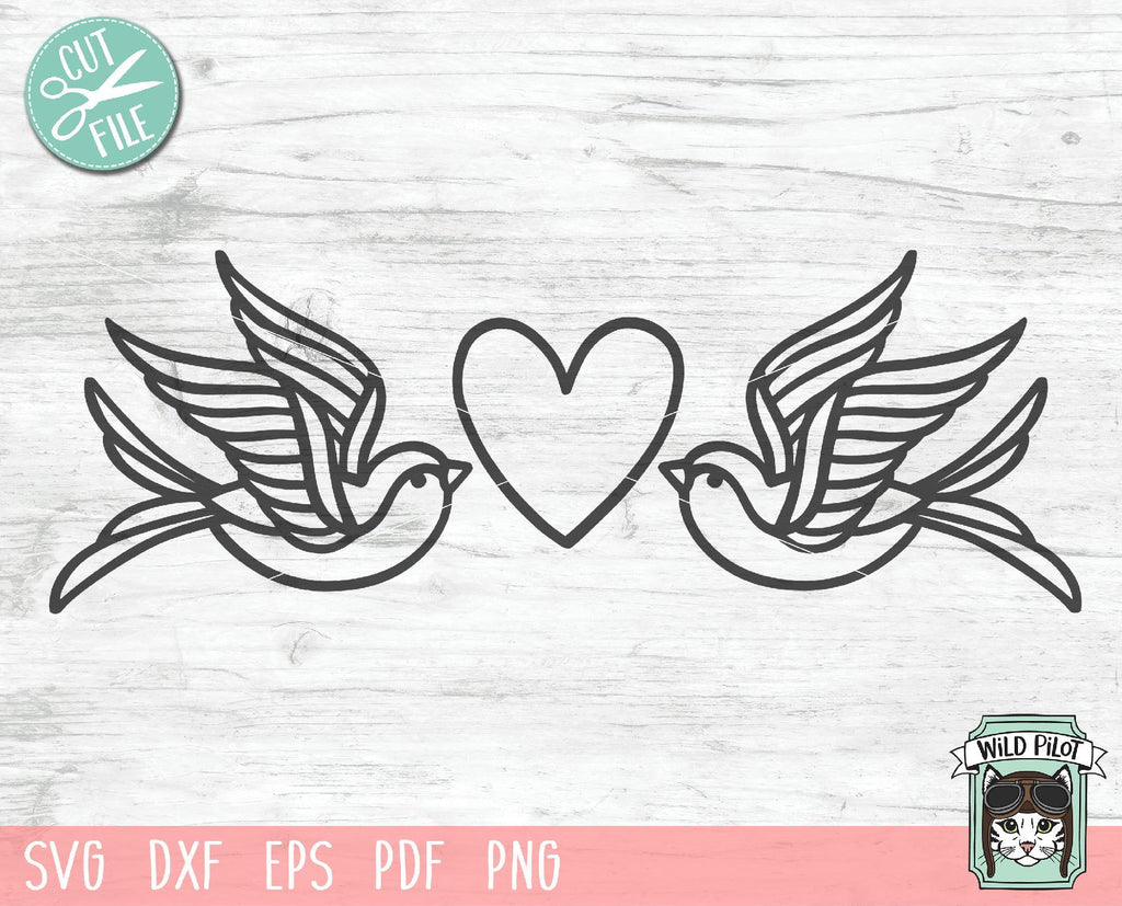 Bird Heart Border SVG Cut File - So Fontsy