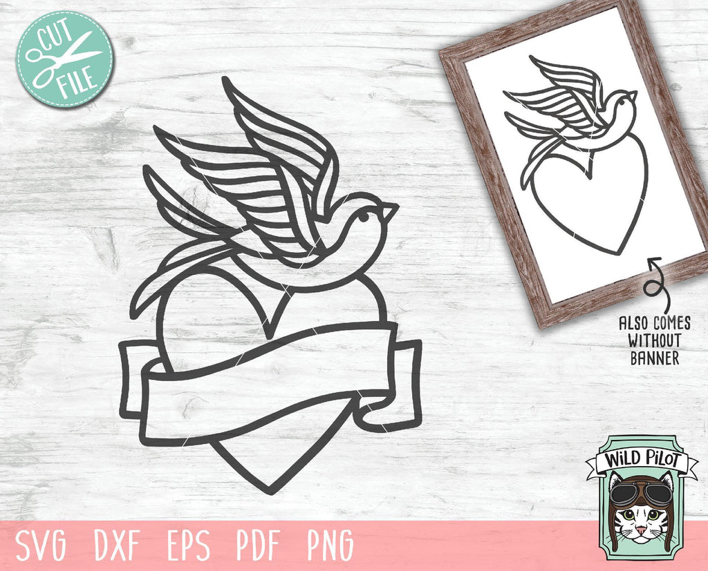 Bird Heart SVG Cut File - So Fontsy