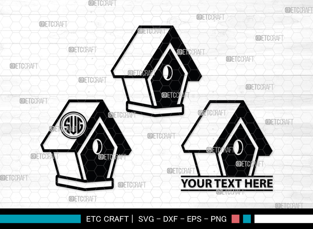 Bird House Monogram, Bird House Silhouette, Bird House SVG, Nest Svg ...