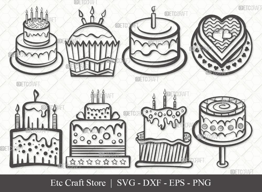 Birthday Cake Outline SVG Cut File | Cake Svg | Cake Silhouette Svg ...