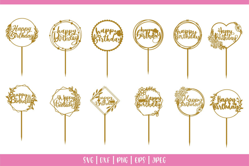Birthday Cake Topper Svg Bundle - So Fontsy