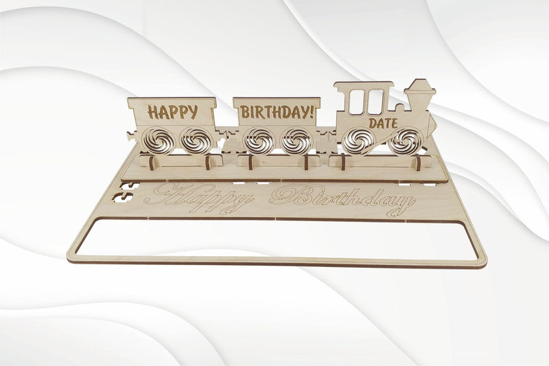 Birthday card train, svg dxf design laser cut. Laser cutting pattern ...