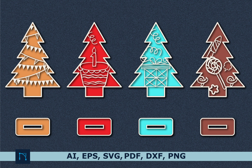 birthday Laser-cut Tree stand SVG bundle - So Fontsy