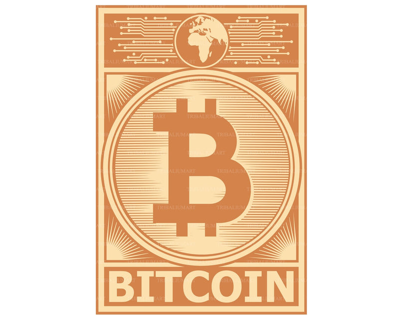 Bitcoin poster. Cut files for Cricut. Clip Art silhouettes (eps, svg ...