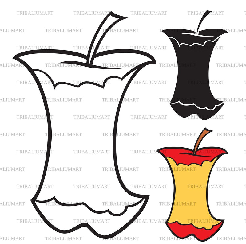 Bitten apple. Cut files for Cricut. Clip Art silhouette (eps, svg, pdf ...