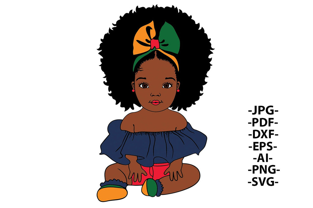 Black Baby Svg, Afro Girl Svg, Puff Hair, Black Girl Svg, Red lips ...