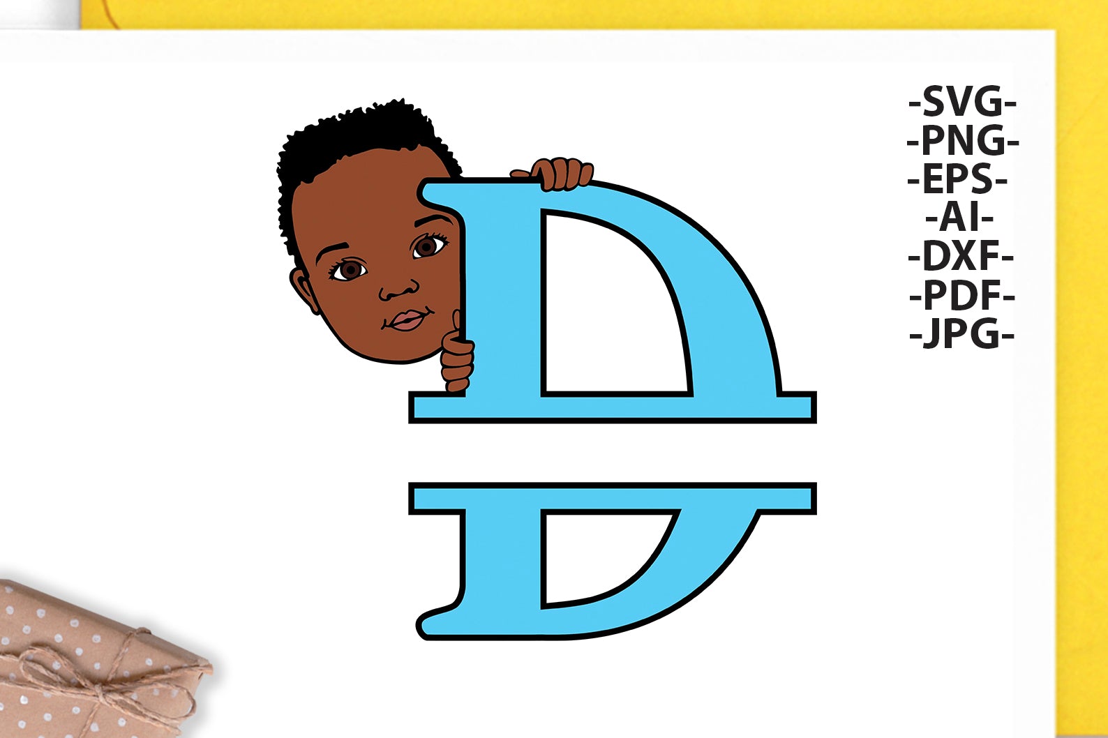 Black boy Svg Letter D, Alphabet name Svg, Birthday Letters SVg ...