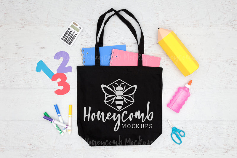 Black Canvas Tote Mockup, School Tote Bag Mockup, Teacher Tote Mockup ...