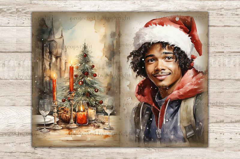 Black Christmas Junk Journal | Xmas Printable Paper - So Fontsy