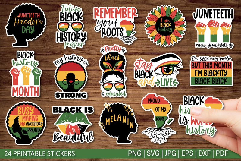 Black History Month Stickers| Printable Stickers for Cricut - So Fontsy