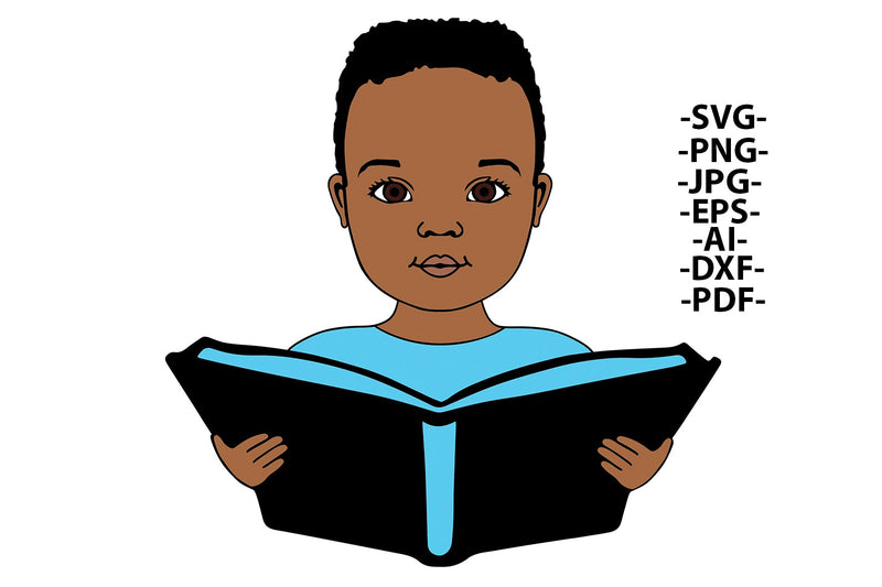 Black Kids Reading Bundle, Back to School Svg, Black Boy Svg, Learning ...
