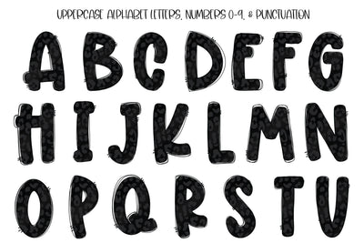 Black Leopard Print Doodle Letters PNG, Sublimation Alphabet - So Fontsy