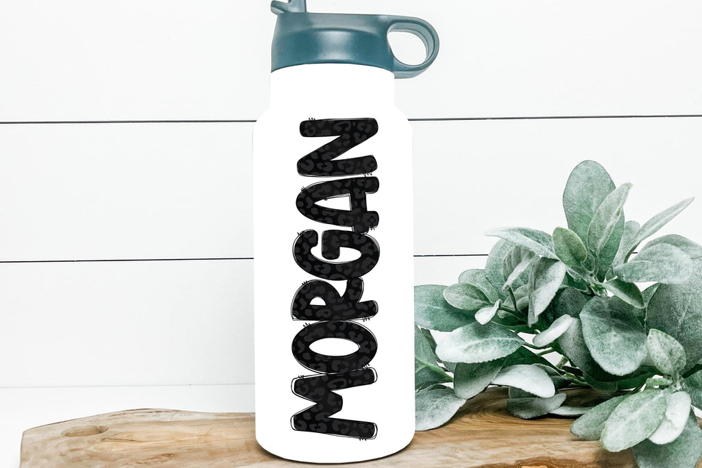 Black Leopard Print Doodle Letters PNG, Sublimation Alphabet - So Fontsy