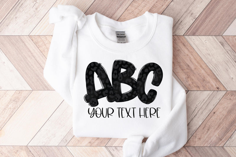 Black Leopard Print Doodle Letters PNG, Sublimation Alphabet - So Fontsy