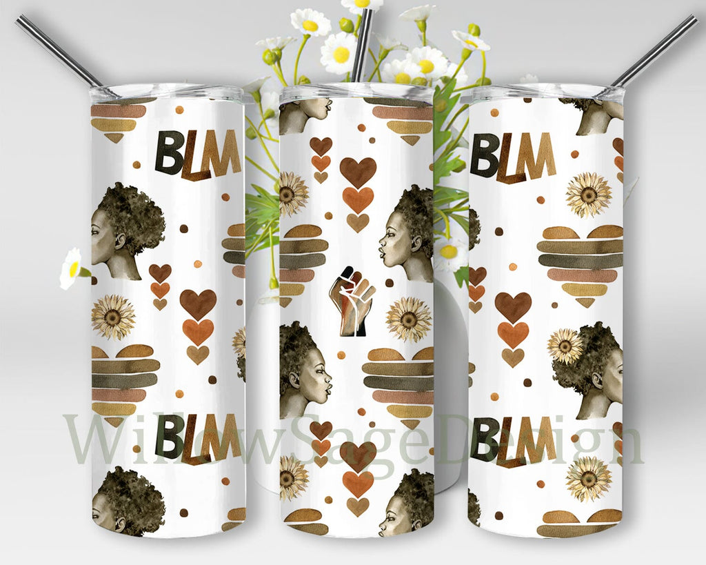 Black Lives Matter 20oz Skinny Tumbler, BLM Tumbler Png, Afro Girl ...