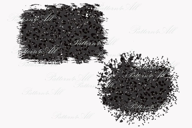 Black Matte Glitter Leopard Cheetah Distress Splash Sublimation Design ...