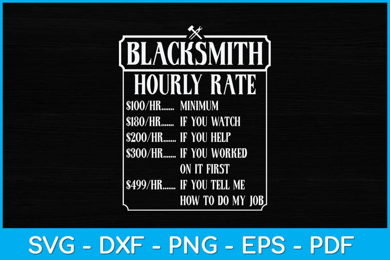 Blacksmith Hourly Rate Svg Cutting File - So Fontsy