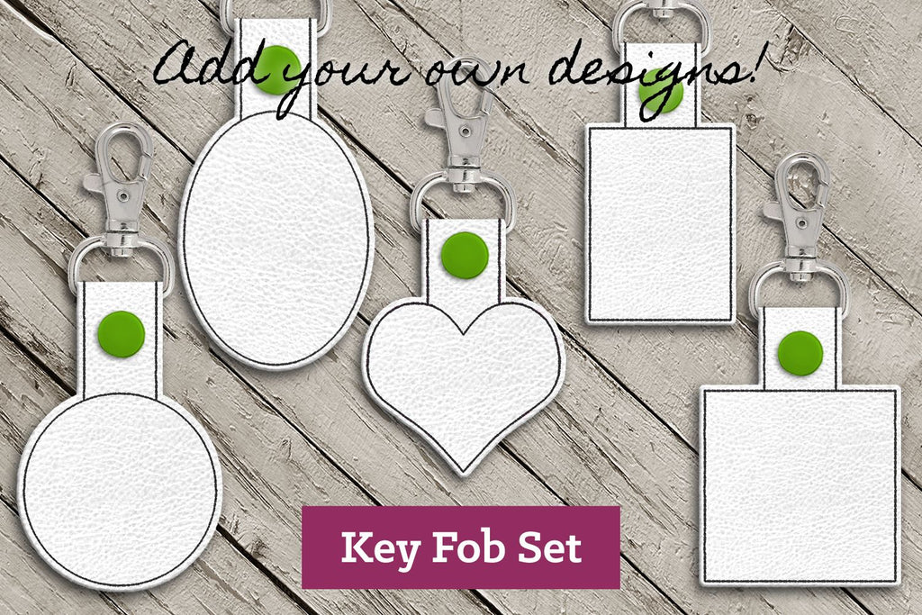 Blank ITH Key Fobs Set of 5 Embroidery Designs - So Fontsy