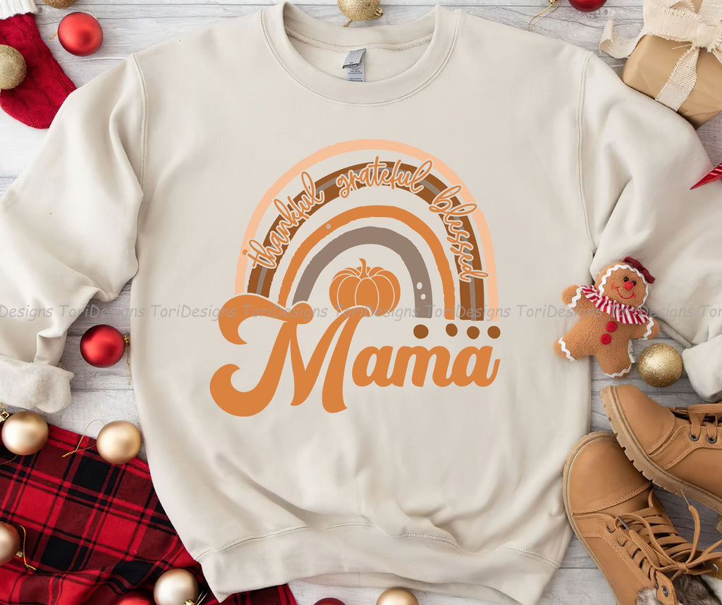 Blessed Mama Png, Retro Thanksgiving Sublimation, Rainbow Mama ...