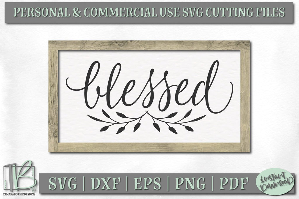 Blessed SVG File, Christian Wood Sign Cut File - So Fontsy