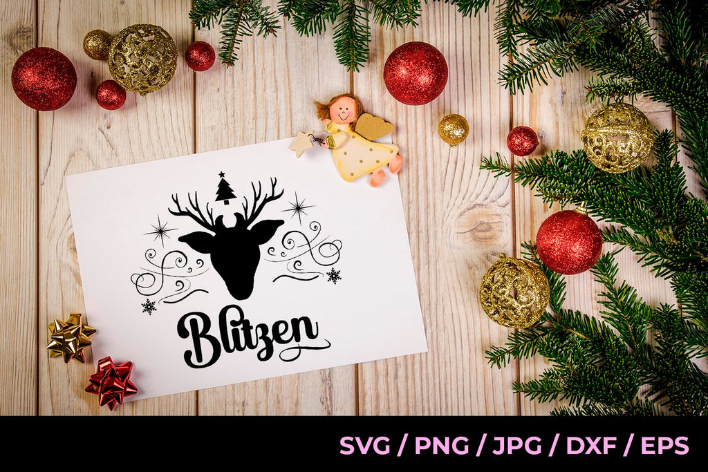 Blitzen Vector File Printable SVG Cut File - So Fontsy