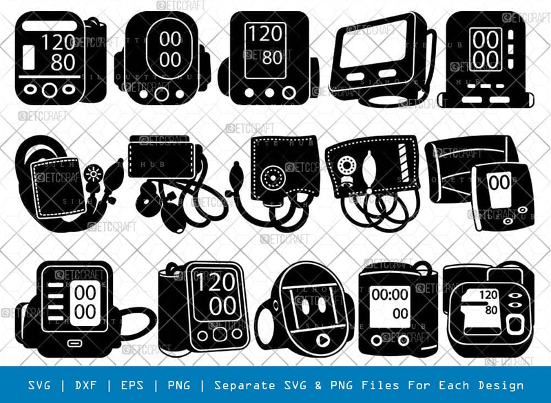 Blood pressure Machine Silhouette Svg Cricut Cut Files Png Bundle ...