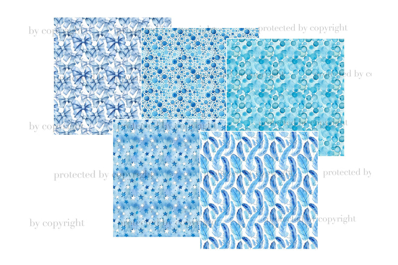 Blue Baby Boy Digital Paper | Baby Shower Pattern - So Fontsy