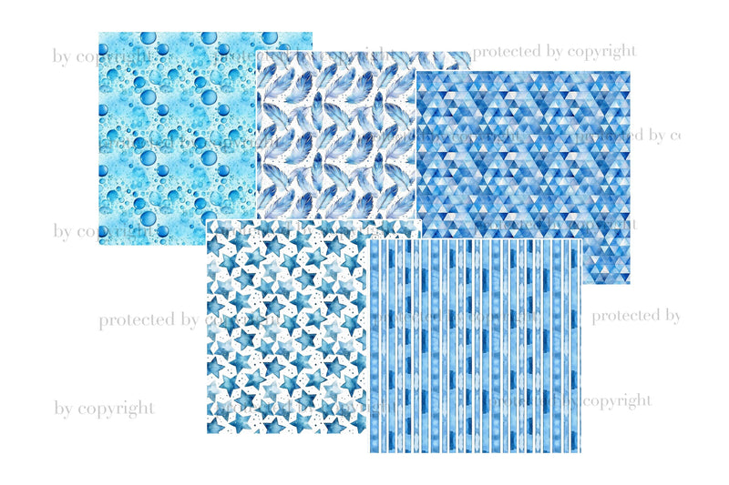 Blue Baby Boy Digital Paper | Baby Shower Pattern - So Fontsy