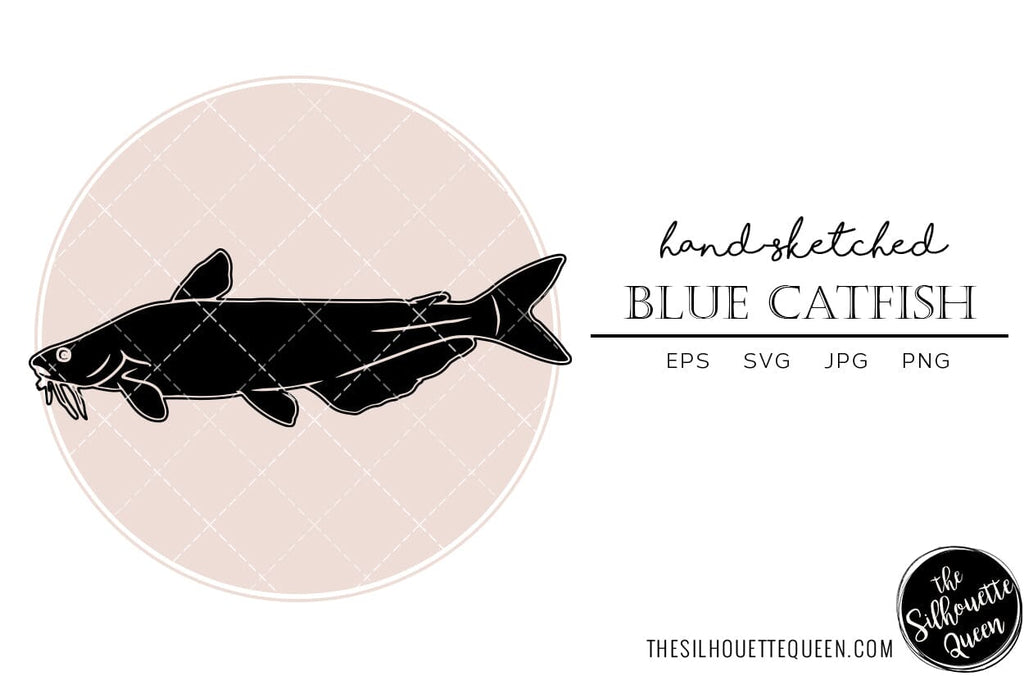 Blue Catfish Hand sketched, hand drawn vector clipart - So Fontsy